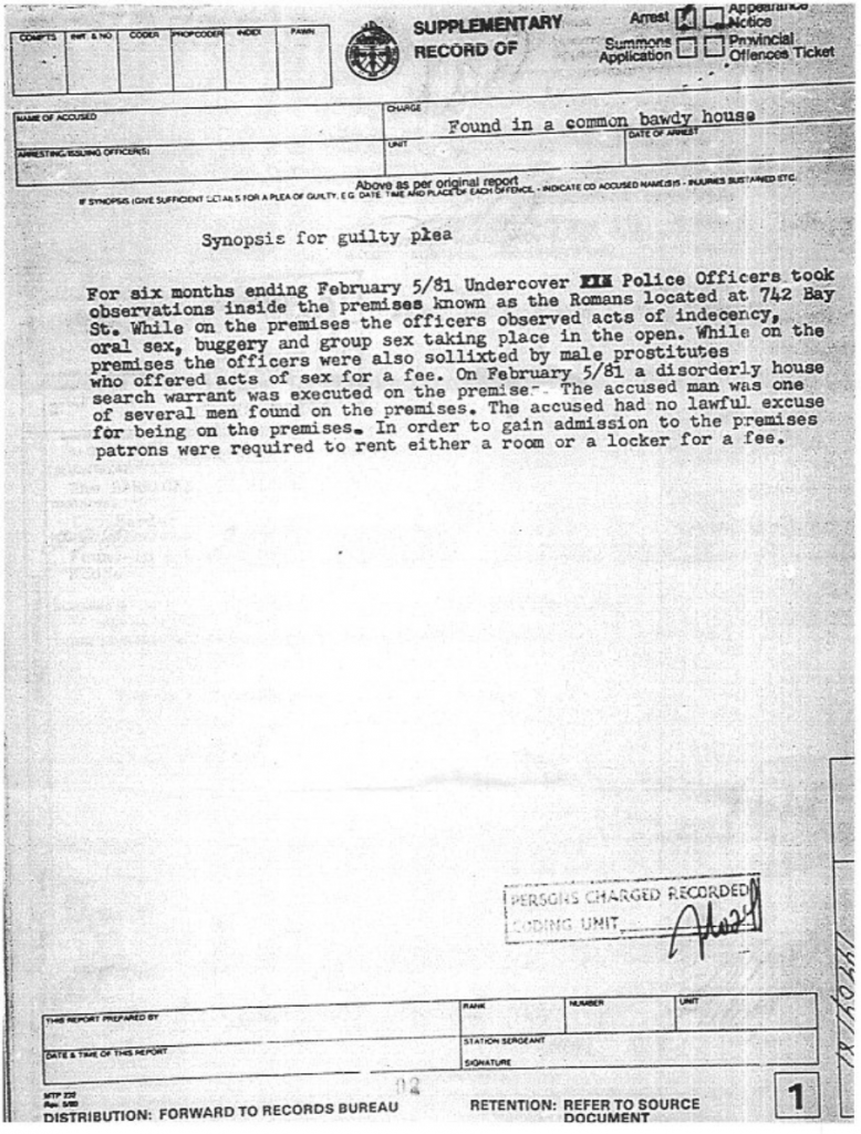 The Police Records of a Bath Raid Found-In: Excluded from Bill C-66 ...